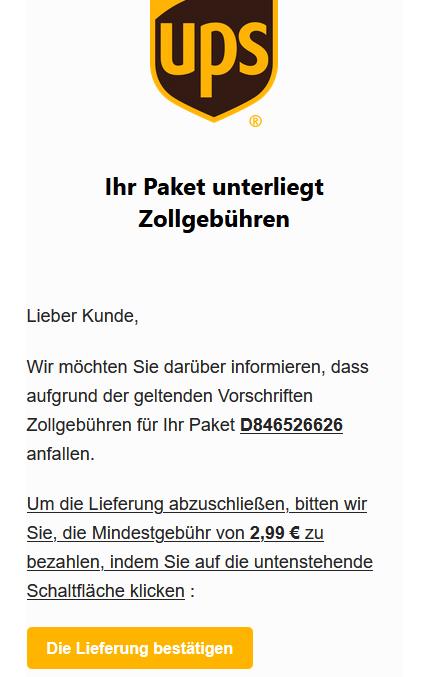 Vorsicht vor Phishing-Mails im Namen von UPS