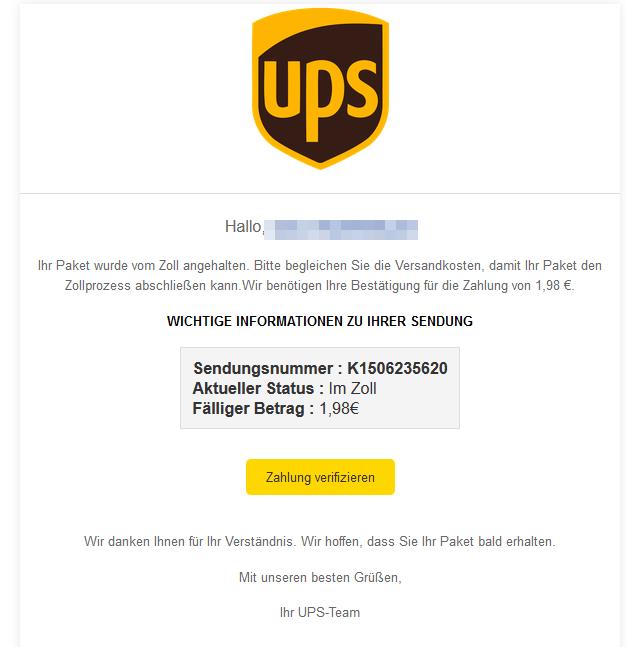 Vorsicht vor Phishing-Mails im Namen von UPS