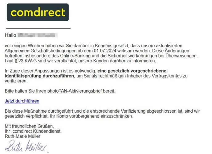 Vorsicht vor Phishing-Mails & -SMS der Commerzbank