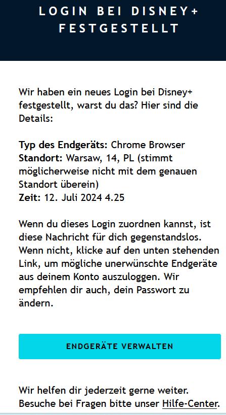 Vorsicht: Phishing-Mails von Disney+ im Umlauf!