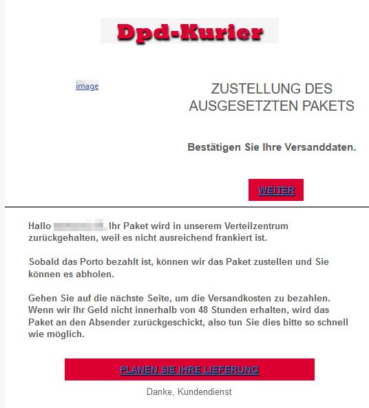 Vorsicht: DPD-Phishing- und Spam-Mails im Umlauf