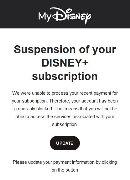 Vorsicht: Phishing-Mails von Disney+ im Umlauf!
