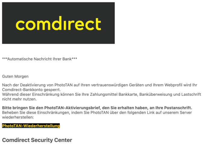 Vorsicht vor Phishing-Mails & -SMS der Commerzbank